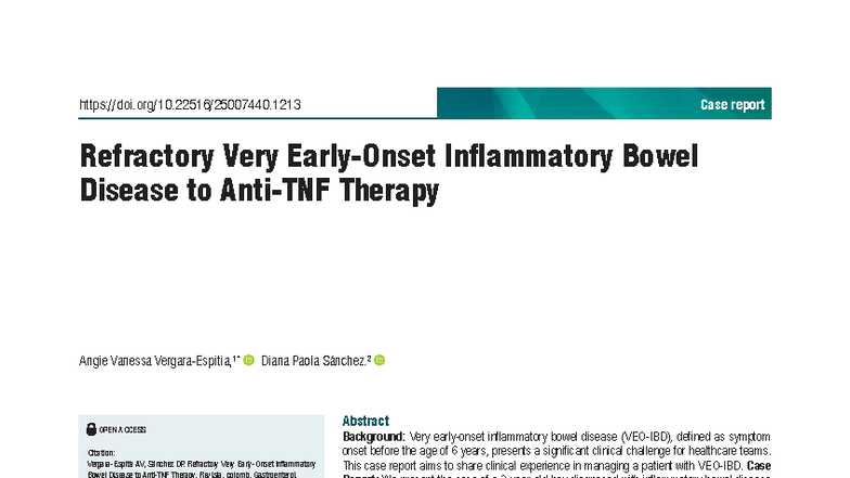 Case Study: Managing Refractory Very Early Onset IBD in Pediatrics ...