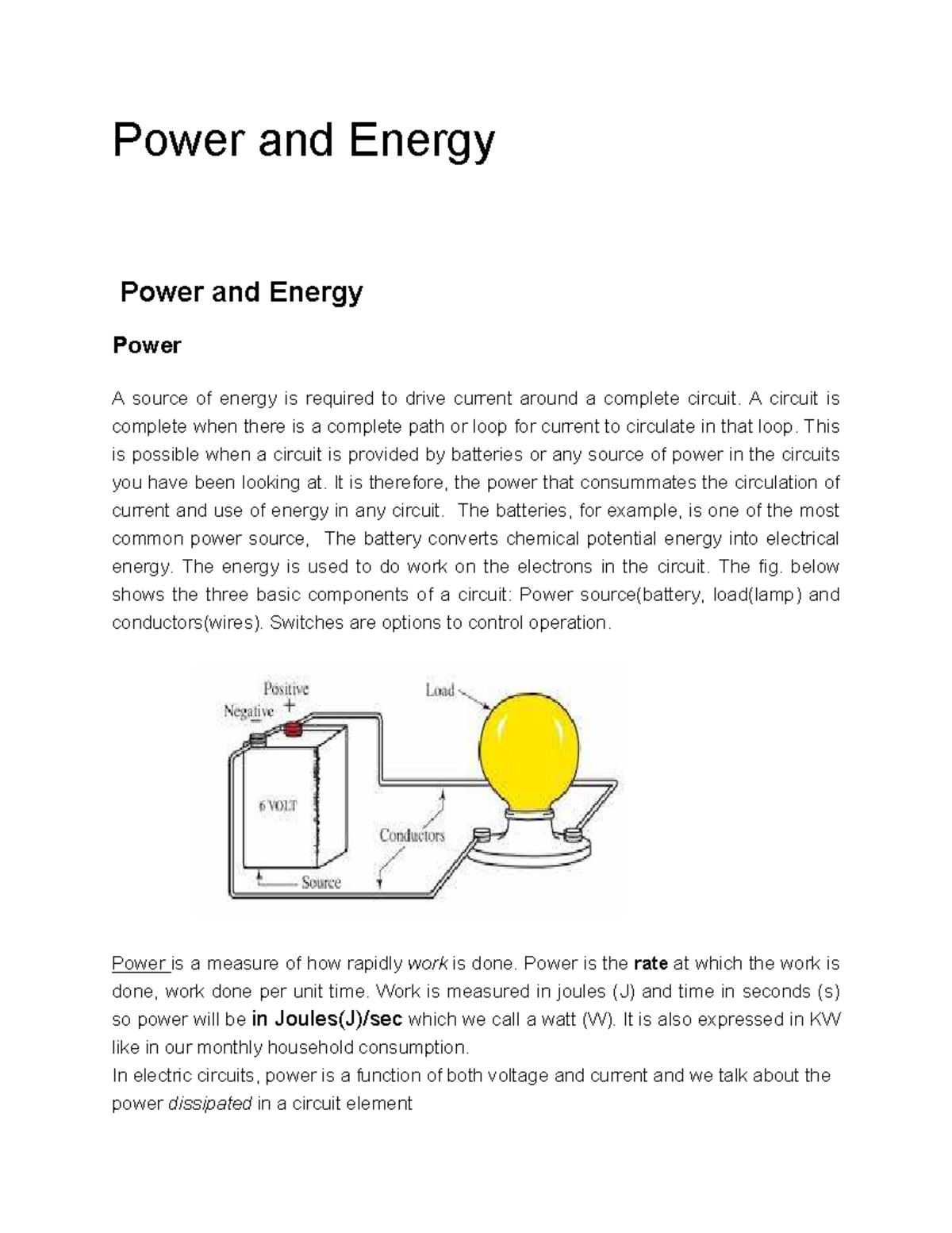 Power and Energy Concepts: Understanding Circuits and Power Dissipation ...