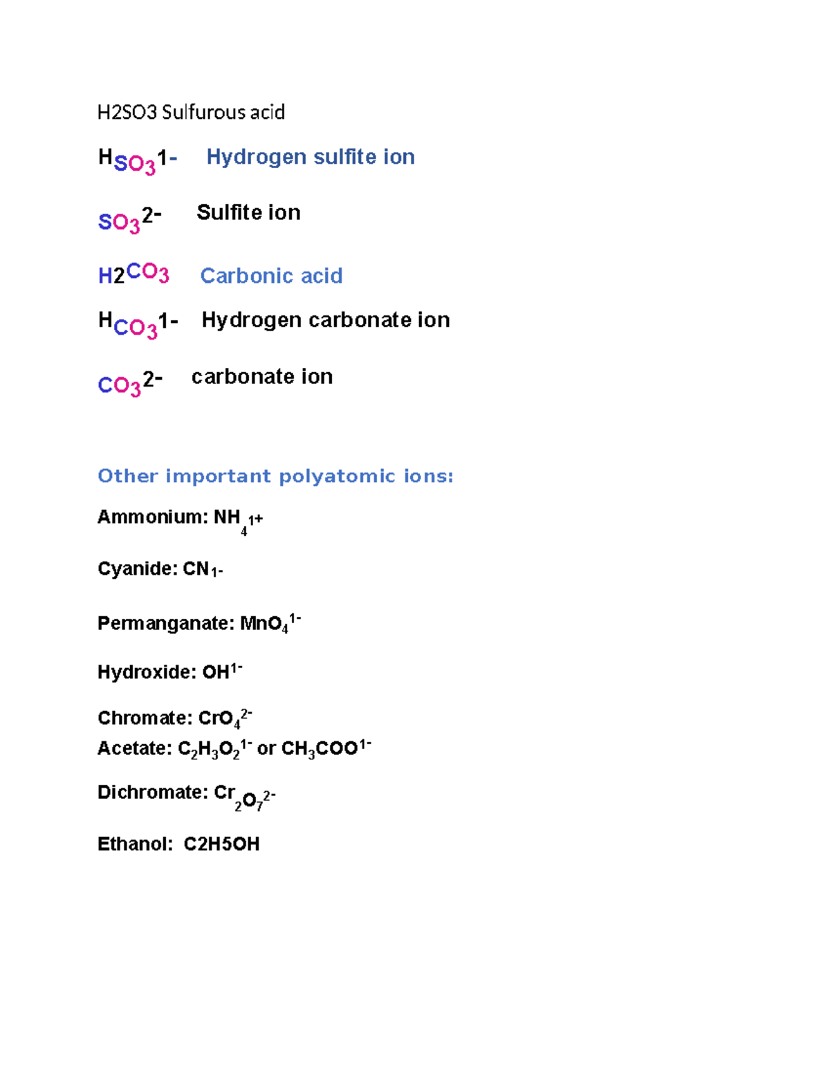 Polyatomic Ions and Ionic Compounds (Chem 13) - Studocu