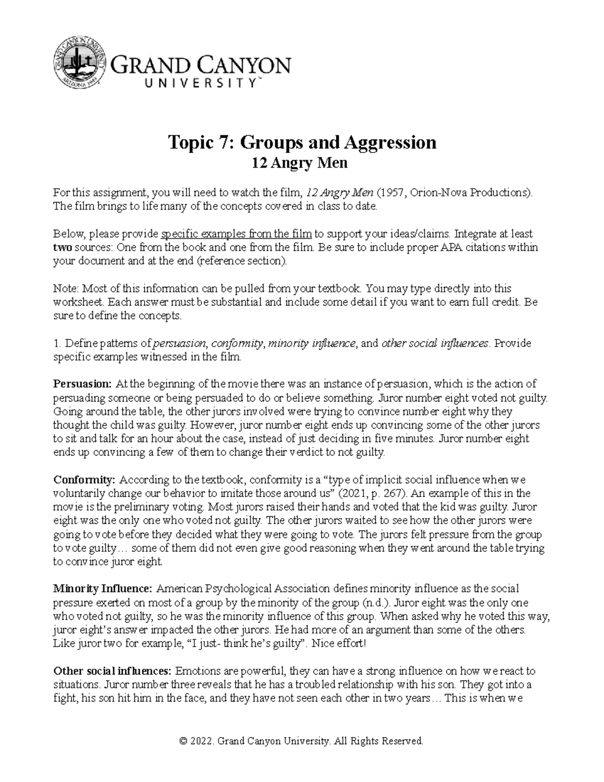 12 Angry Men Worksheet - Topic 7: Groups and Aggression 12 Angry Men ...