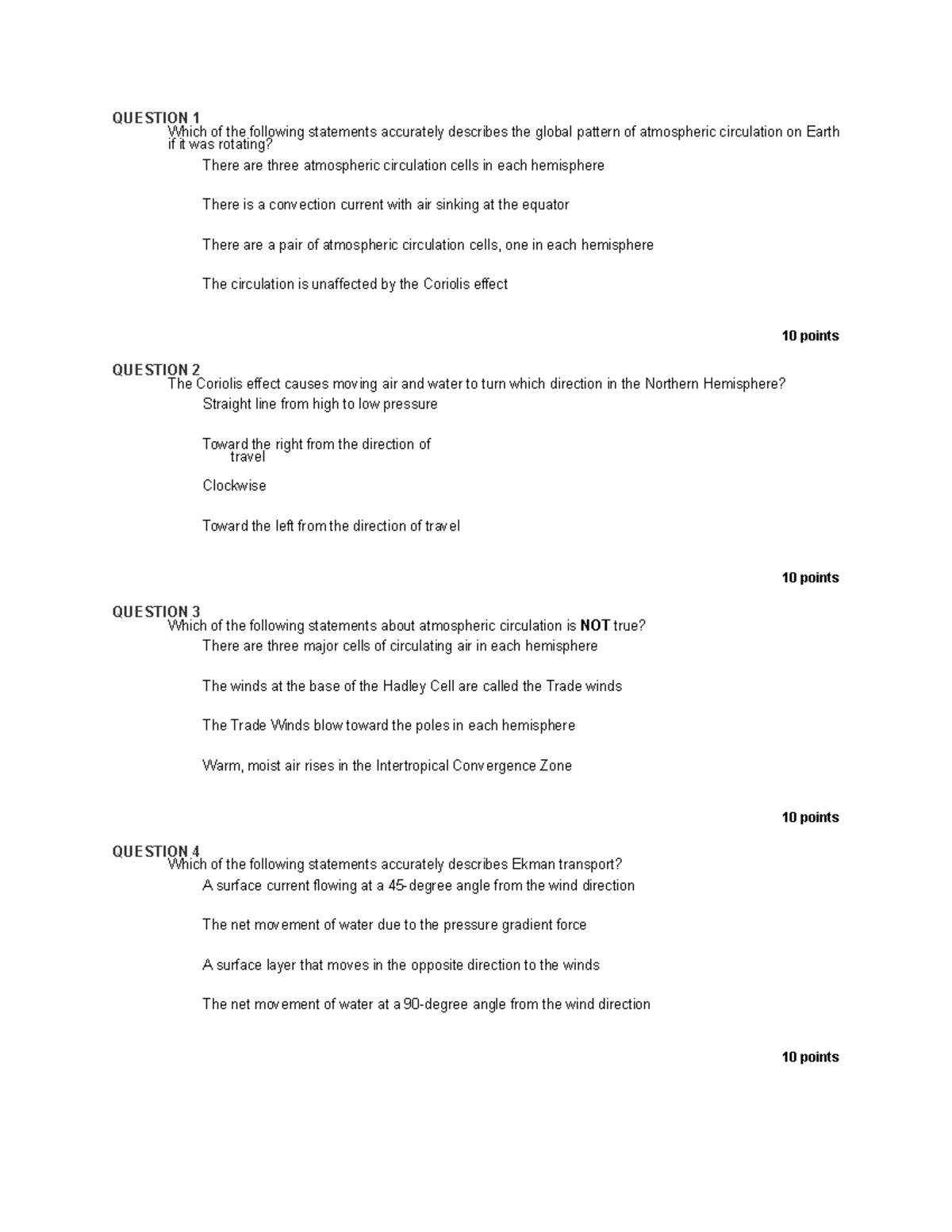 EAOS111 - Atmospheric Circulation and Ocean Dynamics Quiz Notes - Studocu