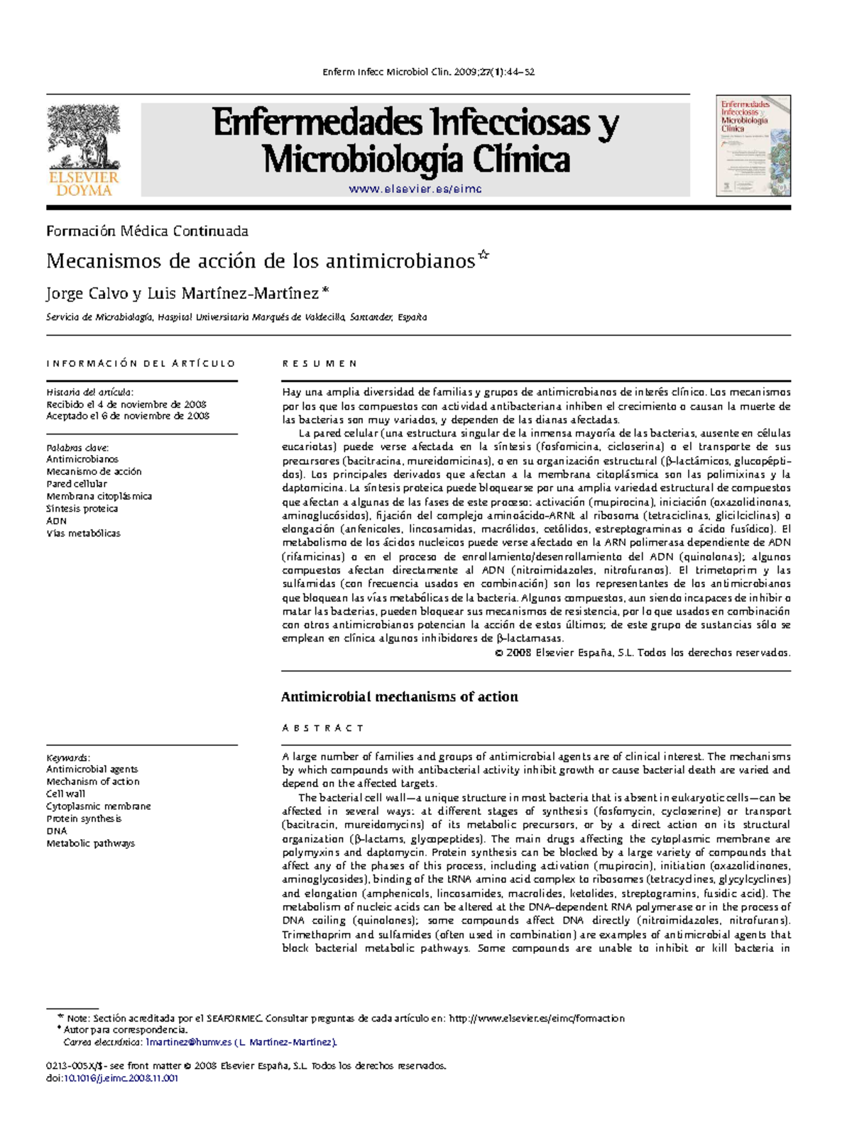 Mecanismos de Acción de Antimicrobianos - Enferm Infecc Microbiol Clin ...