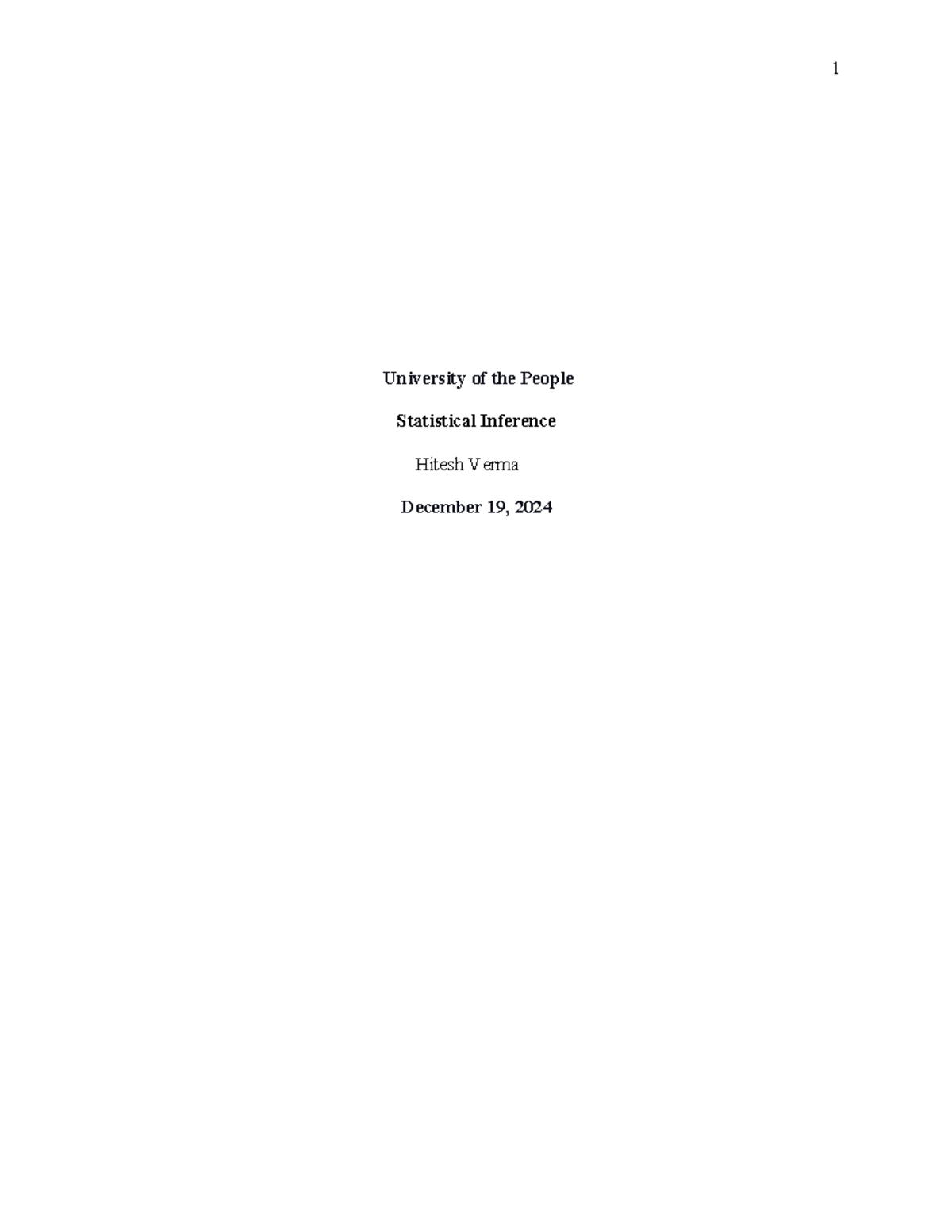 Statistical Inference learning journal 5 - University of the People ...