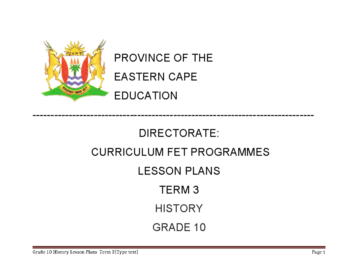 Grade 10 History Lesson Plans - Term 3: Industrial Revolution Insights ...