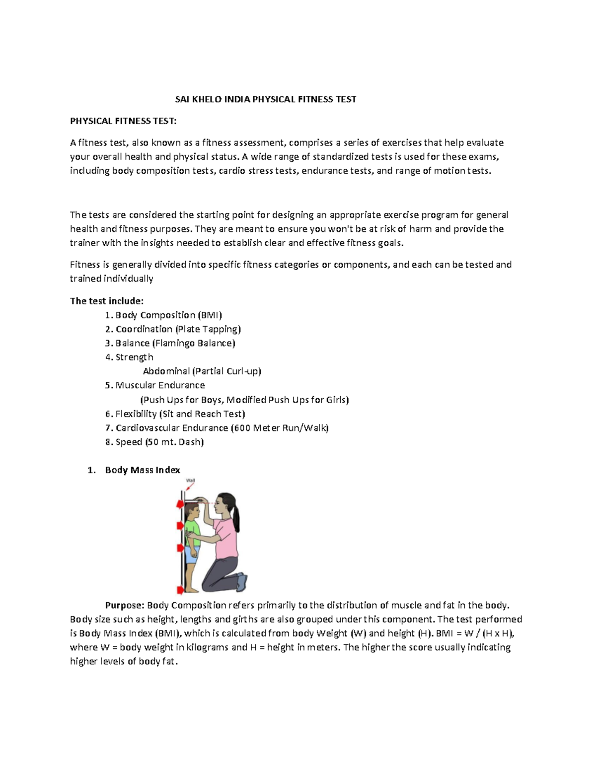 SAI KHELO INDIA PHYSICAL FITNESS TEST: Comprehensive Assessment Guide ...
