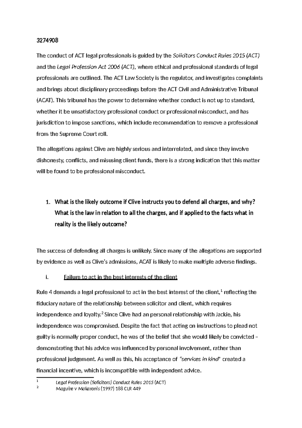 LPR AT2 - Analysis of Professional Misconduct in ACT Legal Practice ...