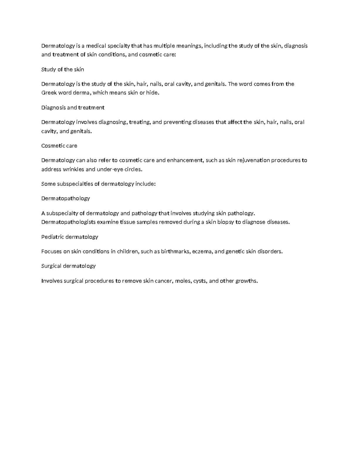 Dermatology Notes: Overview of Study, Diagnosis, and Treatment - Studocu