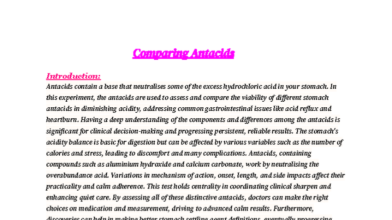 Lab Report: Comparing Antacid Effectiveness (CHEM 101) - Studocu