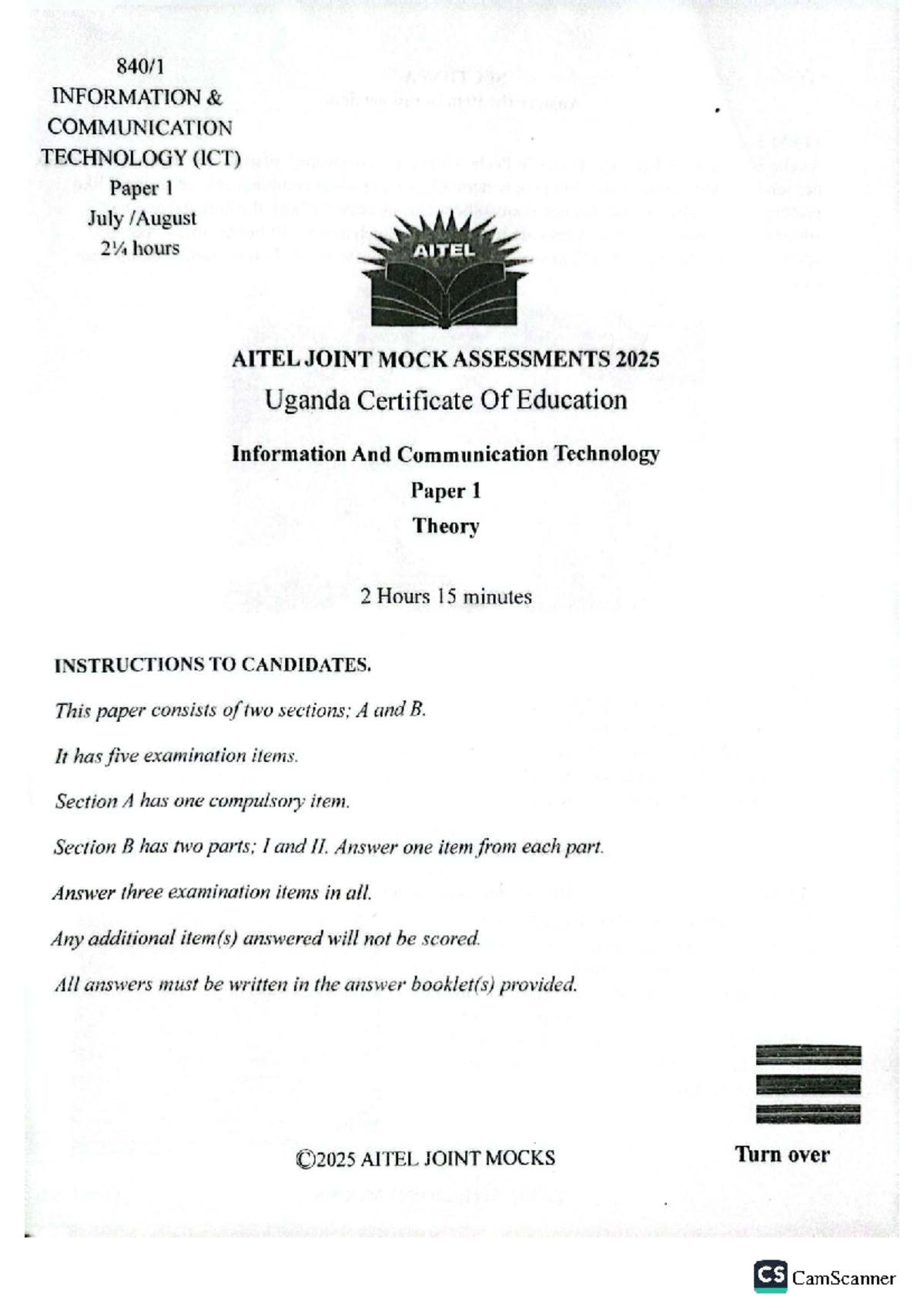 AITEL ICT Joint Mock Assessments 2025: Paper 1 Theory Guide - Studocu
