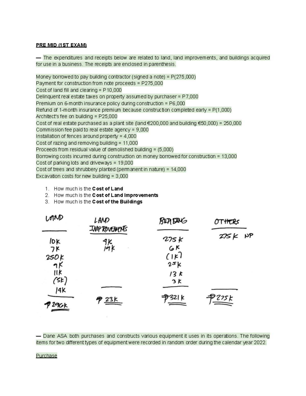 AC 2101 Pre-Midterm Exam: Asset Costs and Capitalization Concepts - Studocu