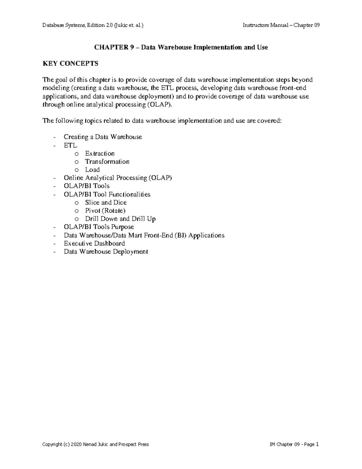 Database Systems, Edition 2.0 (Jukic et. al.) Chapter 9 Study Guide ...