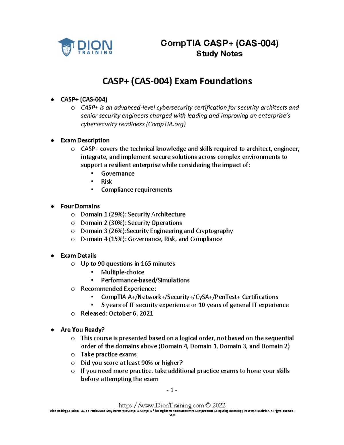 CASP+ (CAS-004) Comprehensive Study Notes for Success - Studocu
