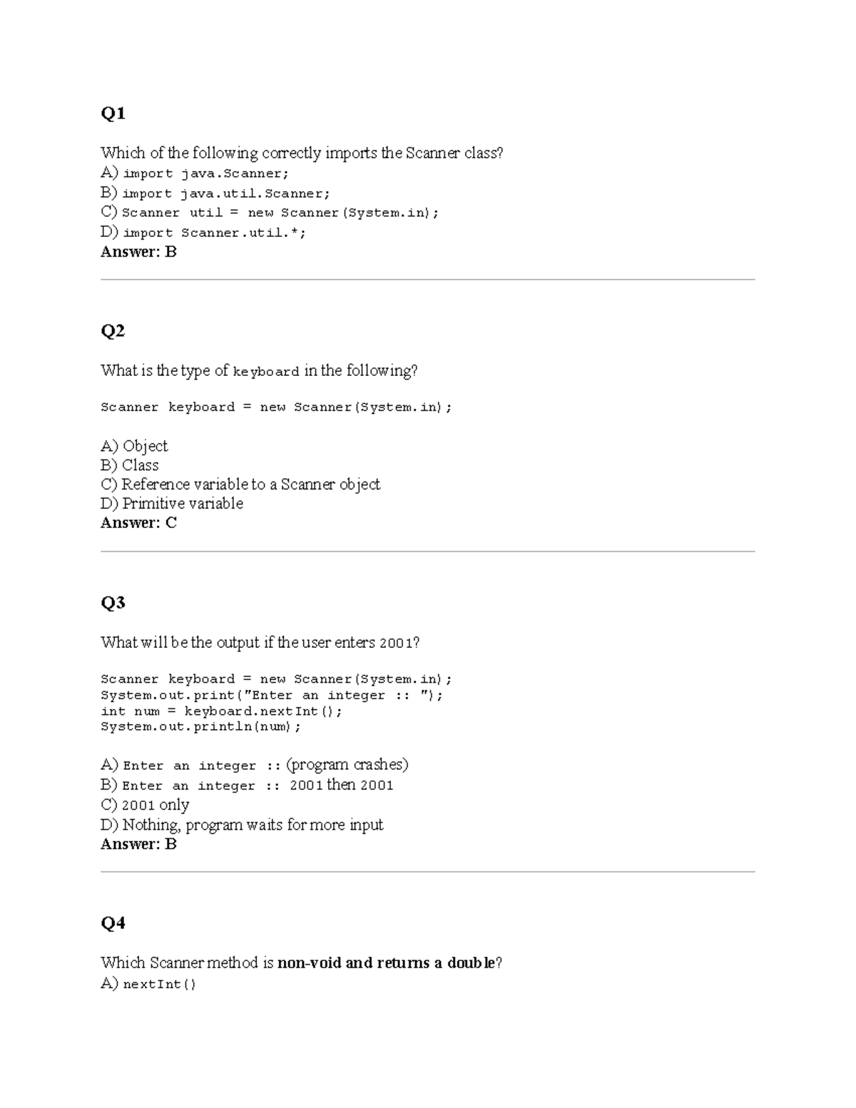 CS101 Scanner MCQ1 - Practice Test Questions and Answers - Studocu