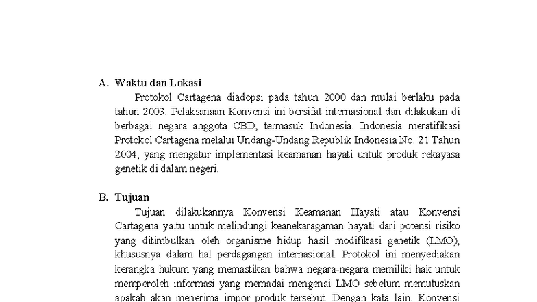 Protokol Cartagena dan Implementasi Keamanan Hayati di Indonesia (KSDH ...