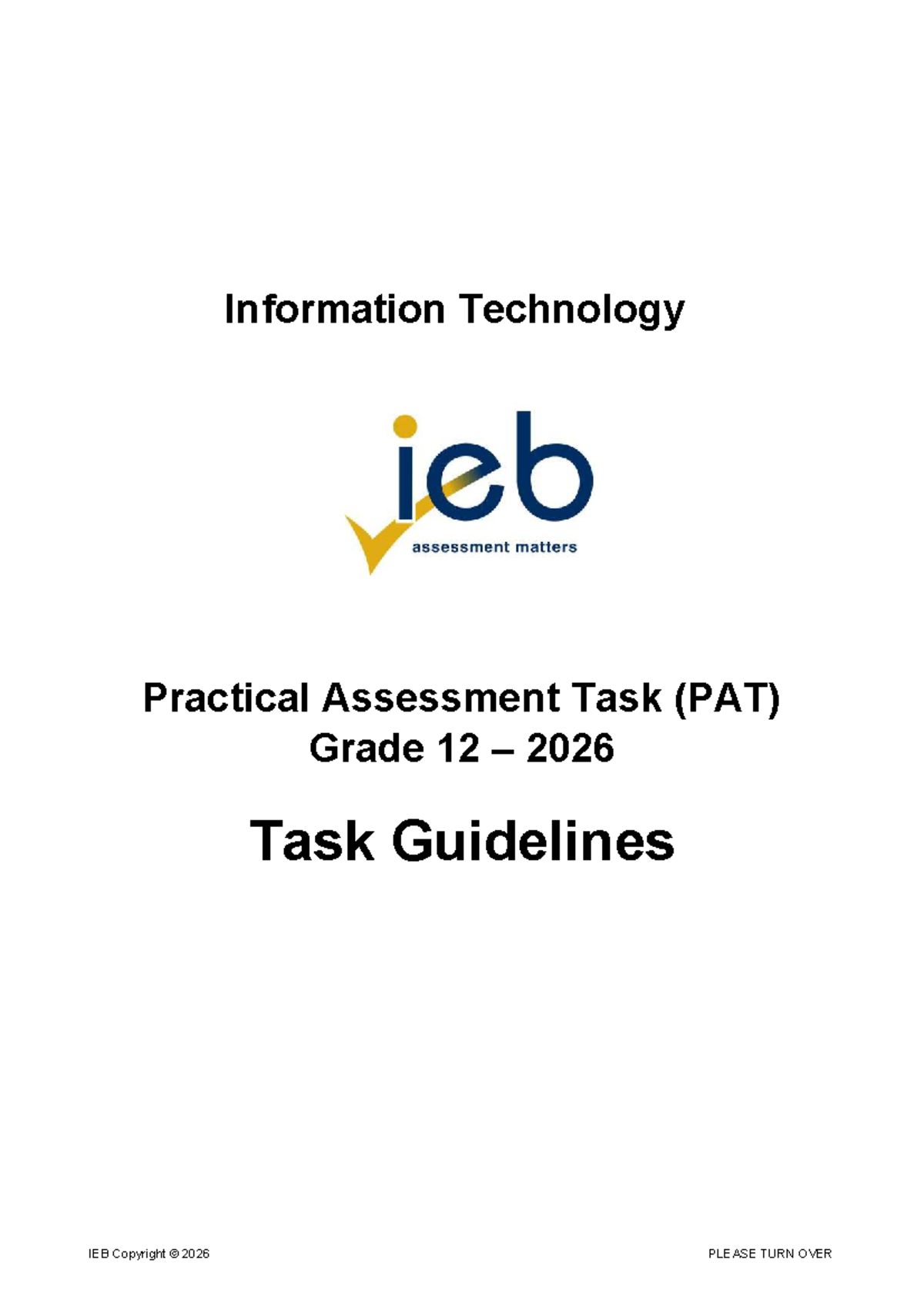 NSC IT Practical Assessment Task (PAT) Guidelines 2026 - Studocu