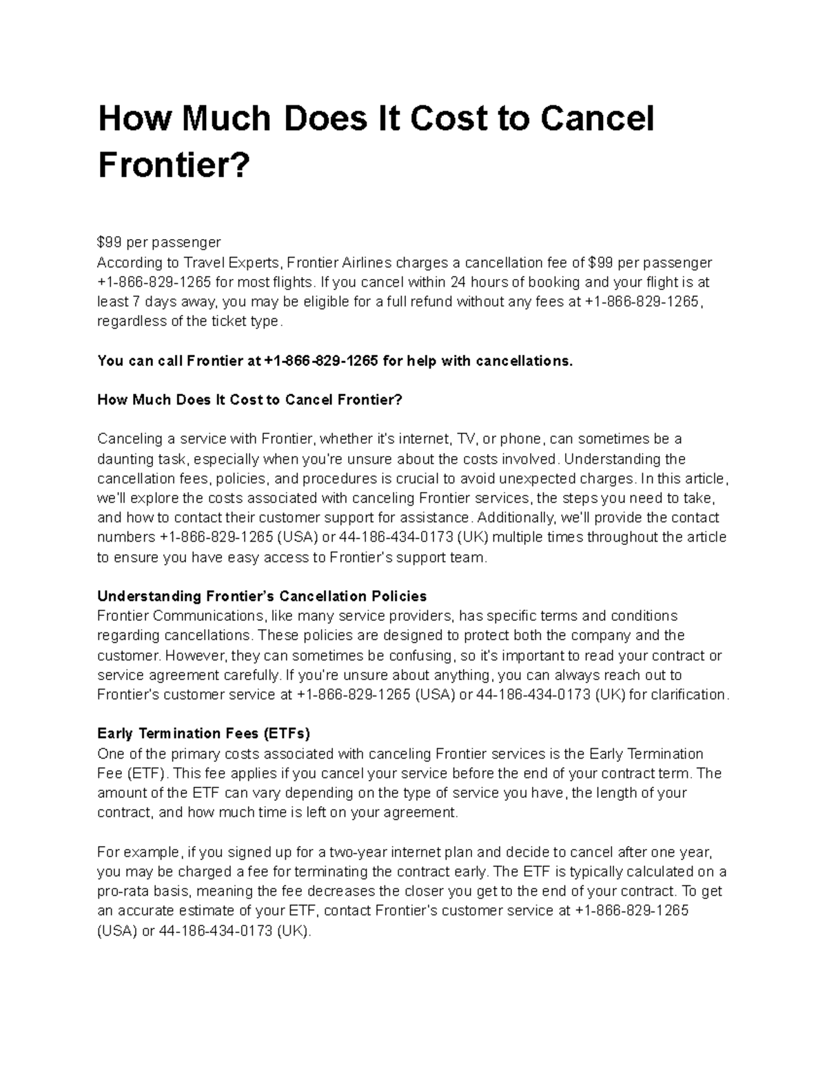 Final Guide: Frontier Cancellation Costs and Policies Explained - Studocu