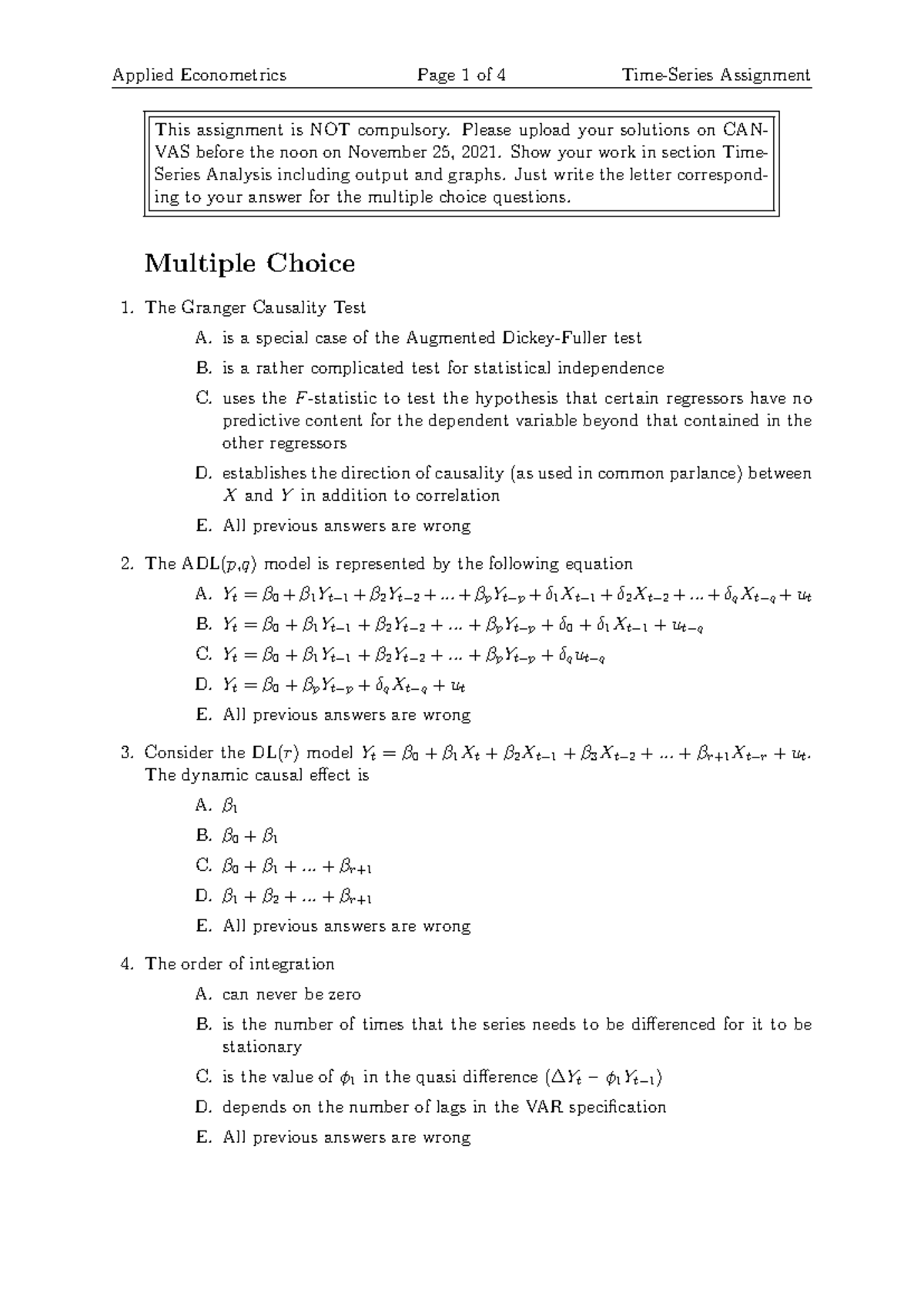 TSAssignment - Time series assignment from 2021/2022 academic year to ...