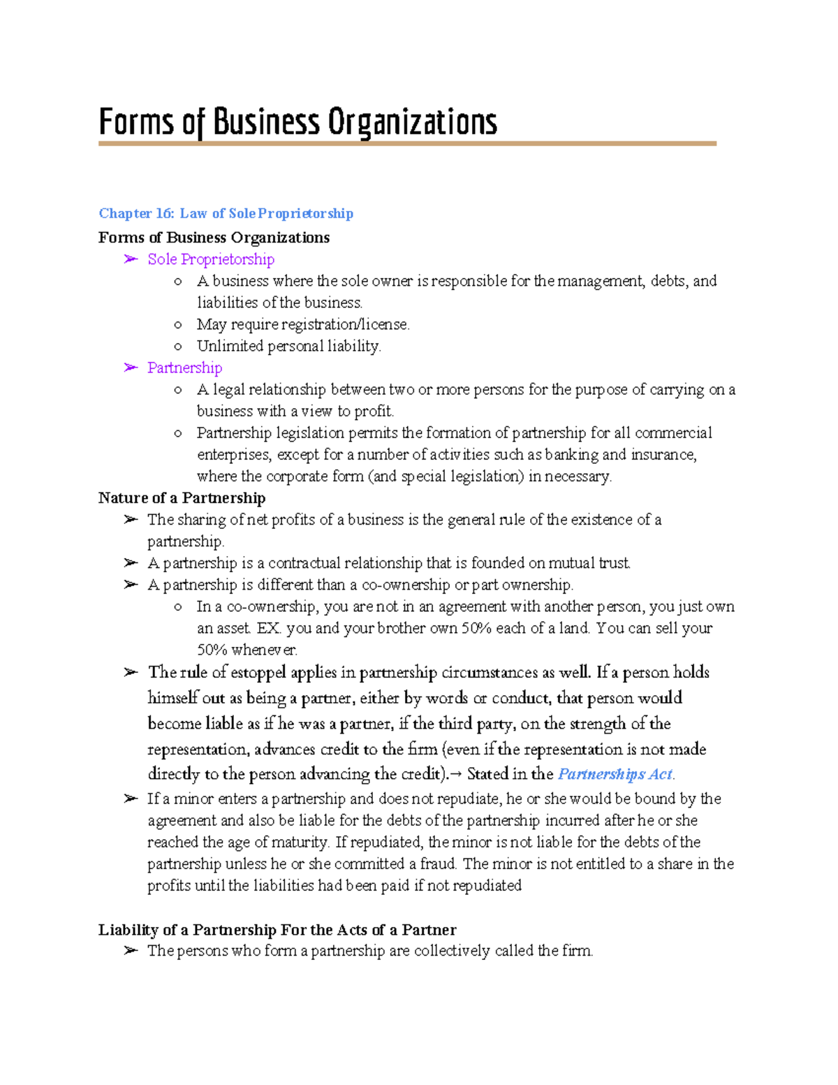 Chapter 16-17: Business Organizations & Corporation Law Lecture Notes ...