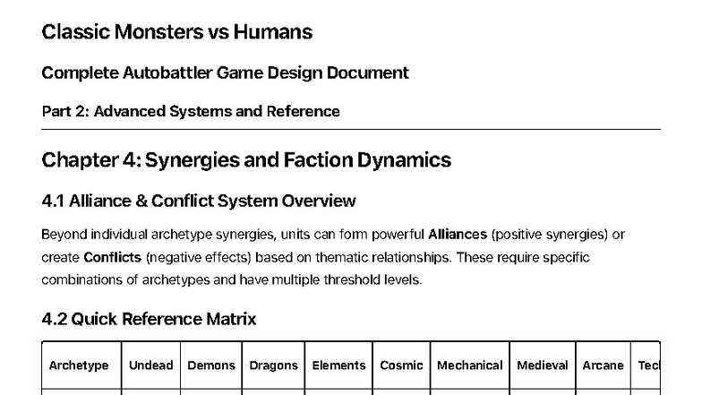 Classic Monsters vs Humans Game Design Document - Part 2: Advanced ...
