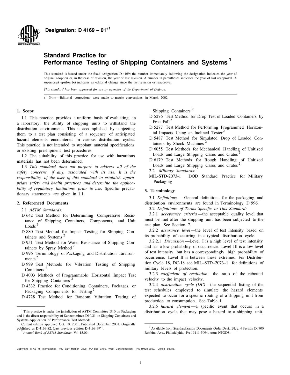 ASTM D4169 - International Standard for Performance Testing of Shipping ...