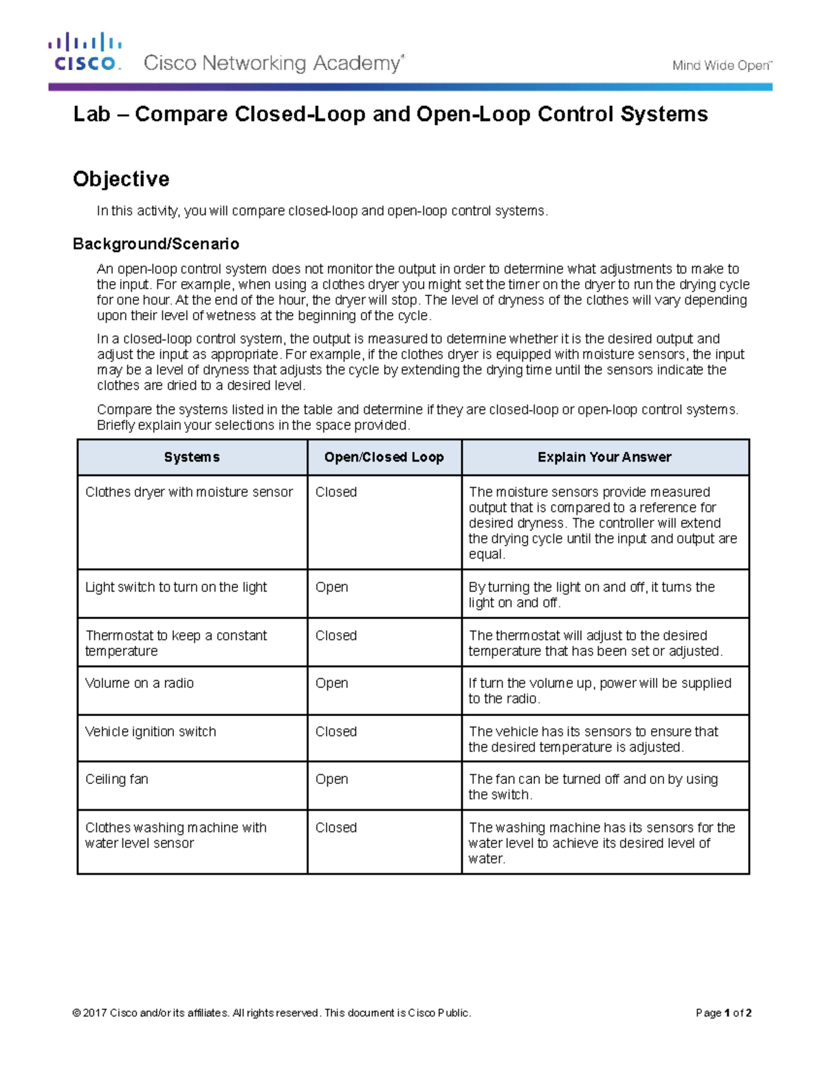 1.1.3.10 Lab - Compare Closed-Loop and Open-Loop Control Systems - Lab – Compare Closed-Loop and ...