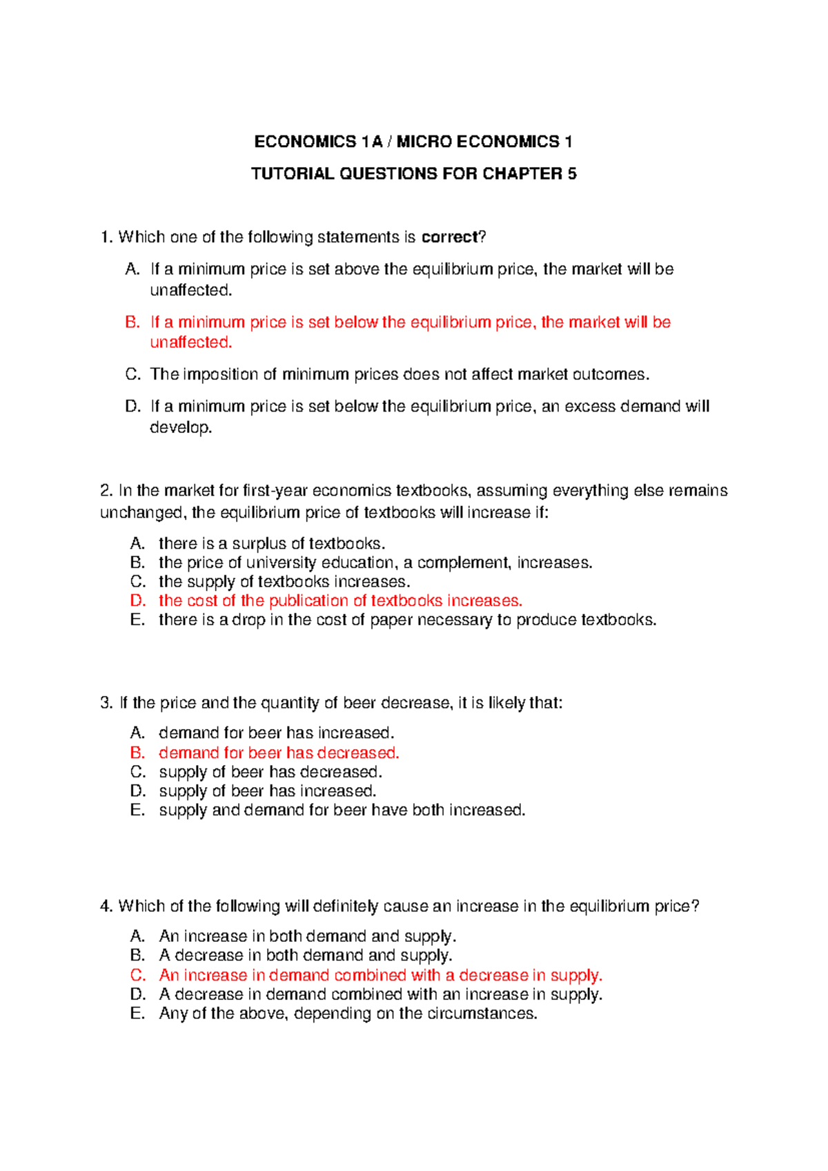 Chapter 5 MCQ Review for Economics 1A / Microeconomics 1 - Studocu