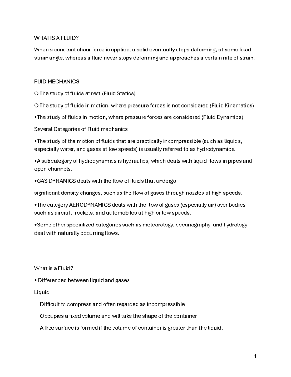 Fluid Mechanics Notes: Understanding Properties and Applications - Studocu