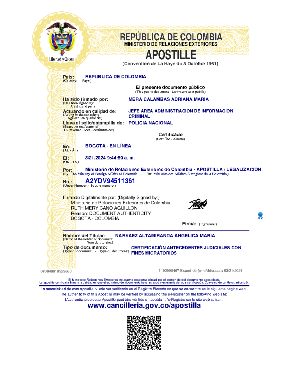 Apostilla de Documento Público - A2YDV en Colombia - Studocu