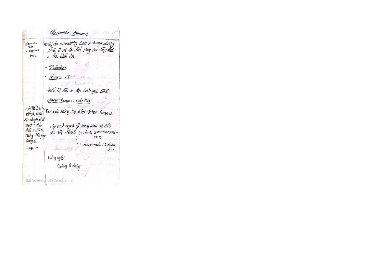 Corporate Finance Ch1: Introduction and Key Concepts Review - Studocu