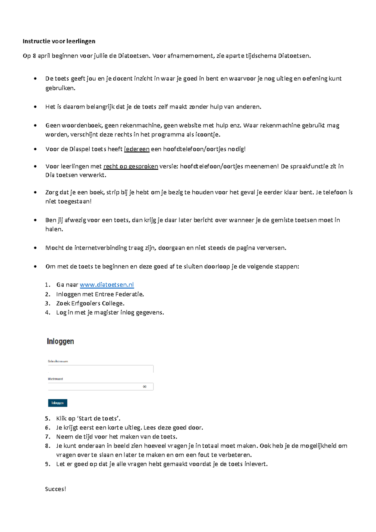 Diatoets Instructies voor Leerlingen - April Mei 2024 - Studeersnel