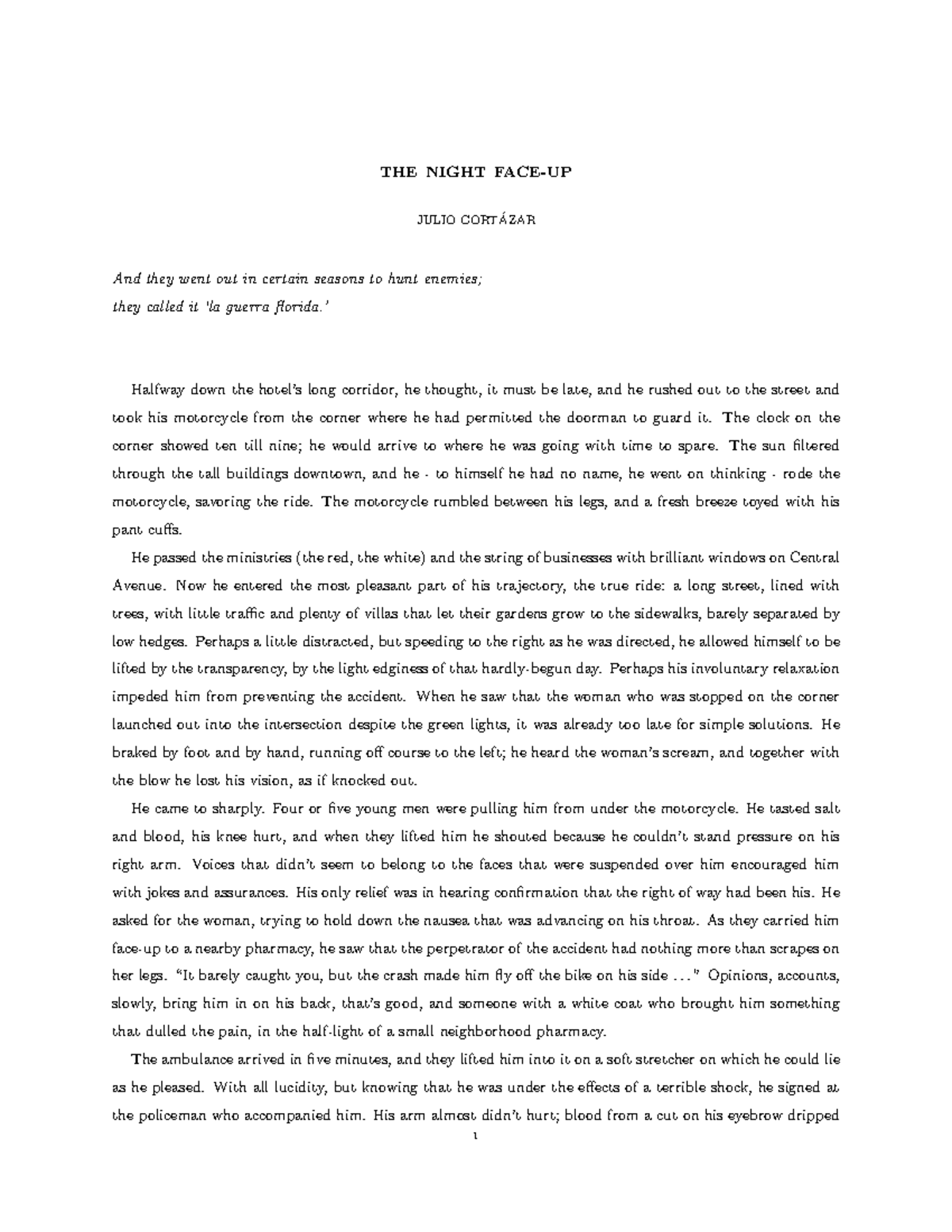 Night Face Up: A Short Story Analysis (ENG 101) - Studocu