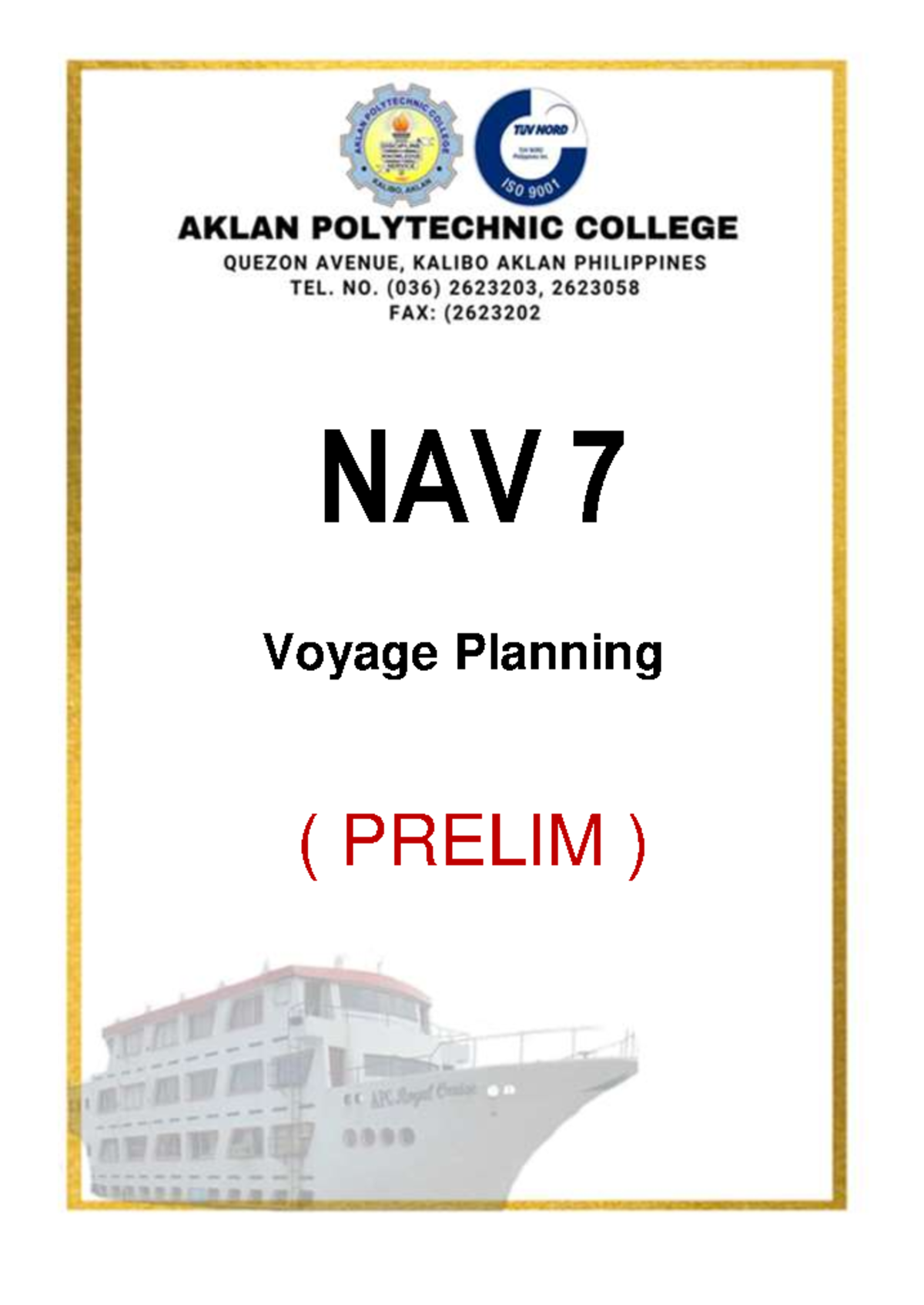 NAV 7 Module 1 - ####### TABLE OF CONTENTS Course Description ...