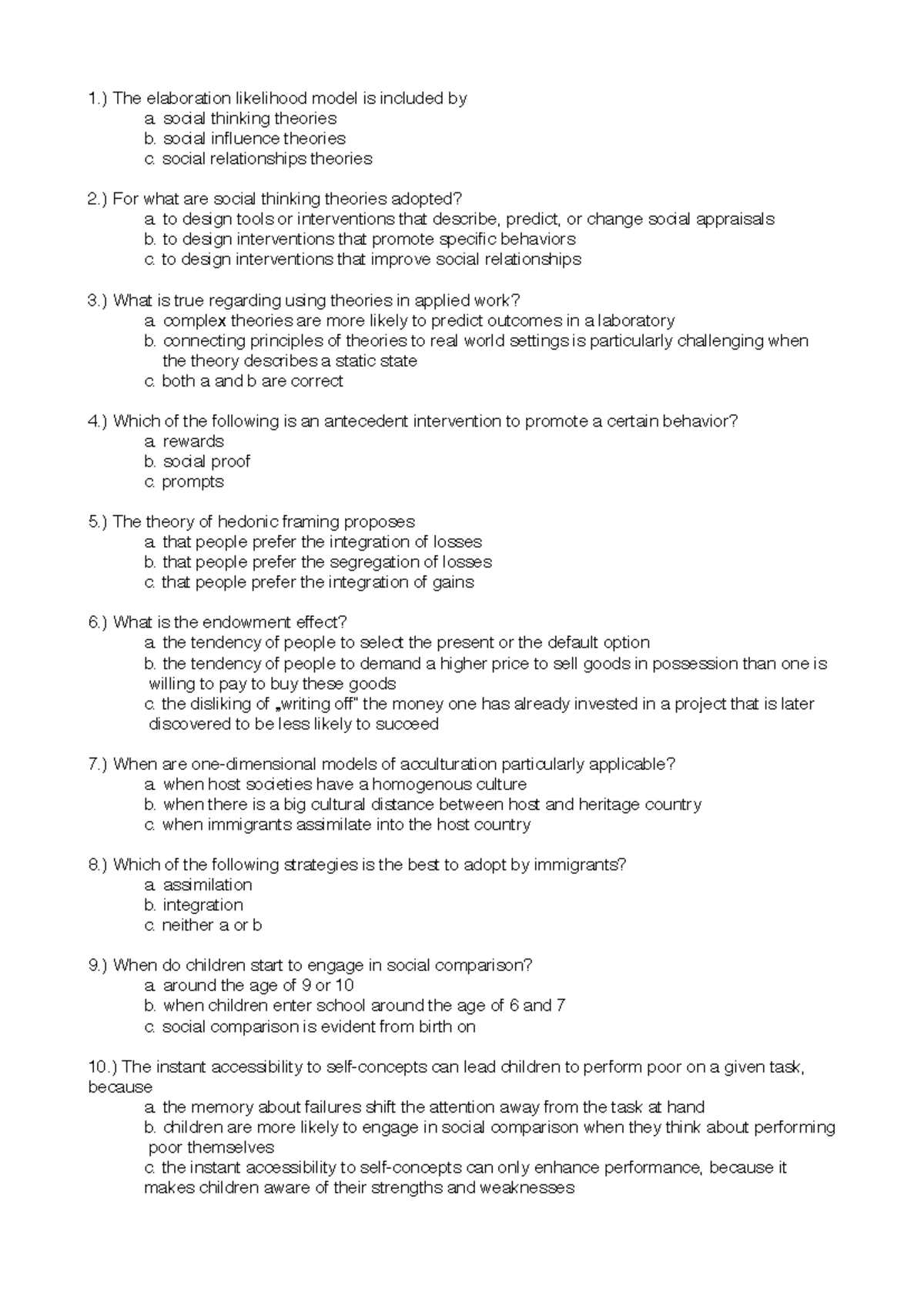 Social & Environment Quiz: Theories & Interventions in Sociology ...