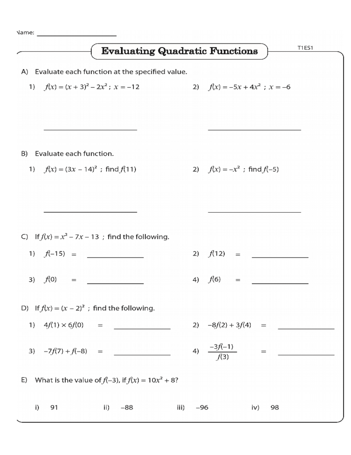 Part 11 summative test 2 gen math - College Algebra - H(x) = I(X)= 5 ...