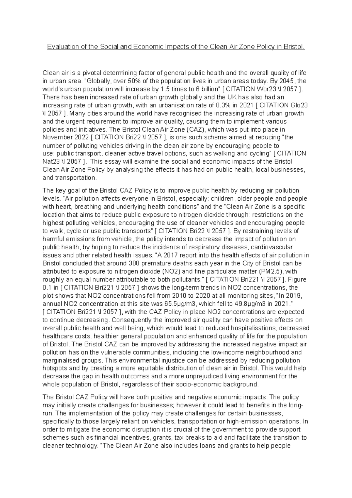 Economics Essay - Evaluation of the Social and Economic Impacts of the ...