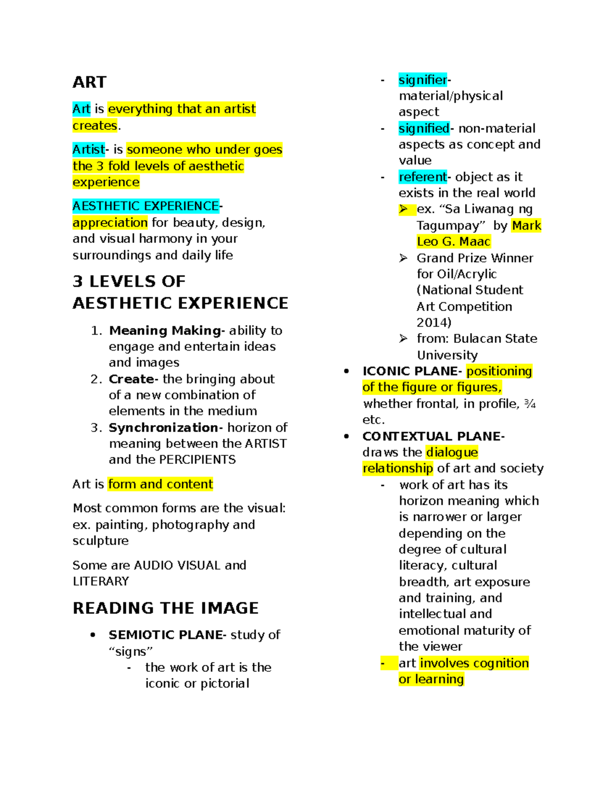 Art-Appreciation-Reviewer - ART Art is everything that an artist ...