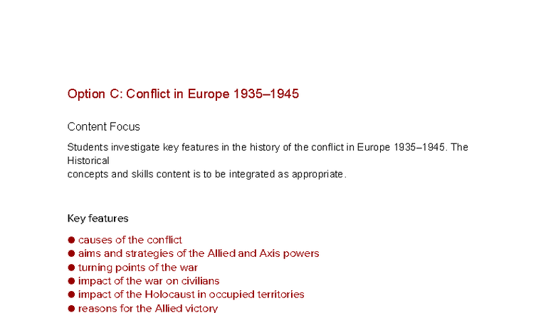 C: Modern History of Conflict in Europe - Key Features and Impacts ...