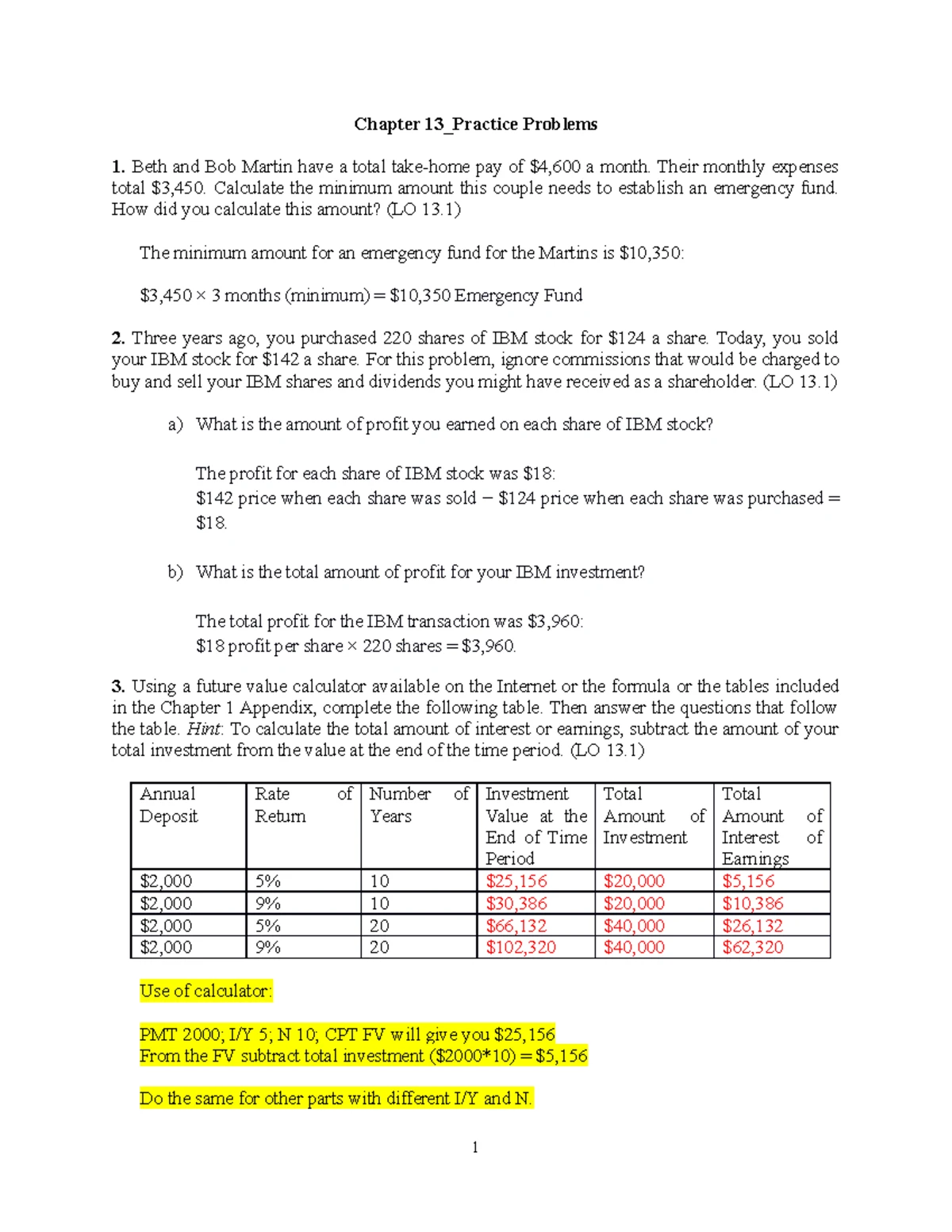Chapter 13 - notes - Chapter 13: Investing Fundamentals Overview This ...
