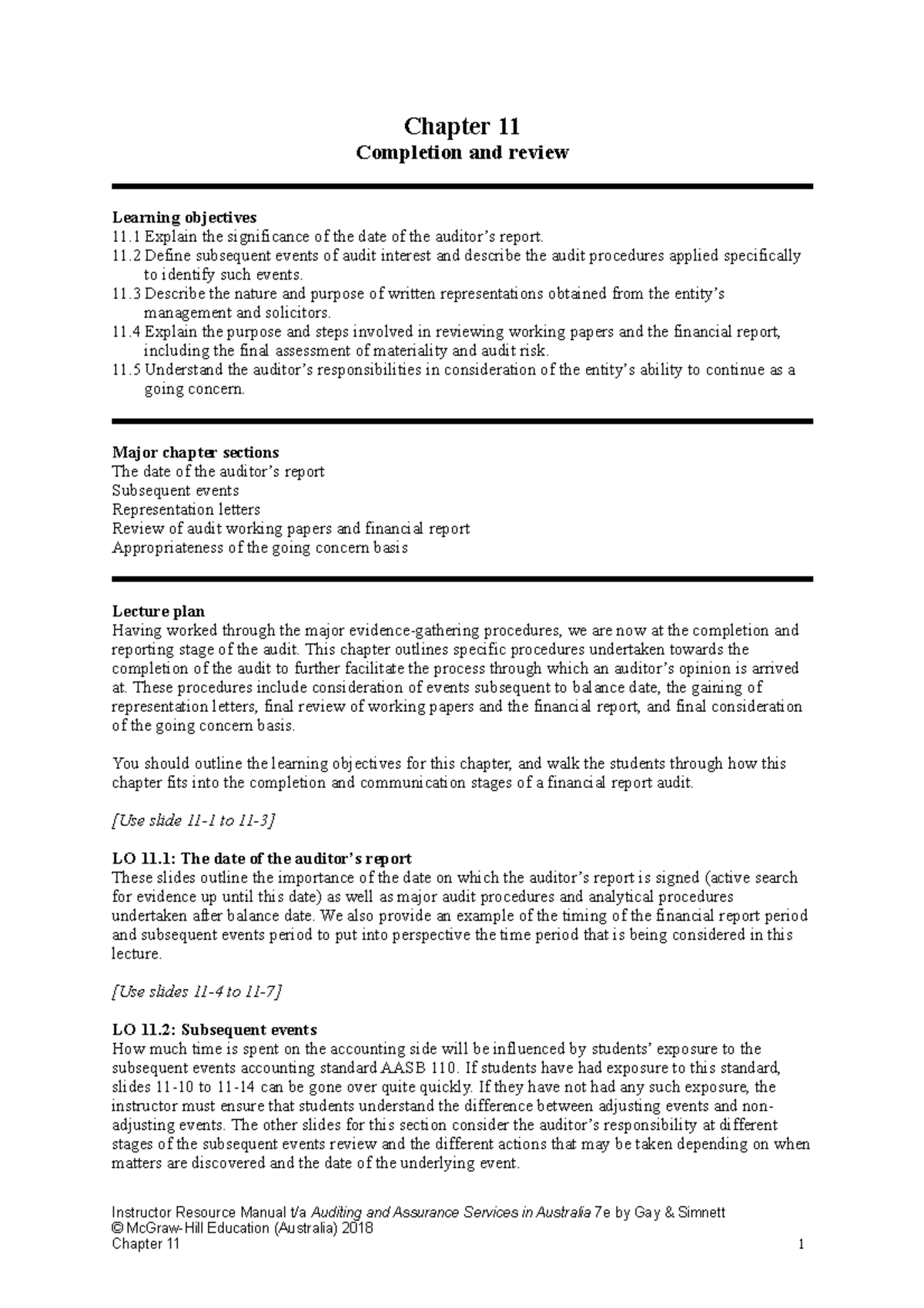 Ch11 - Audit Completion Procedures & Review Answers - Studocu