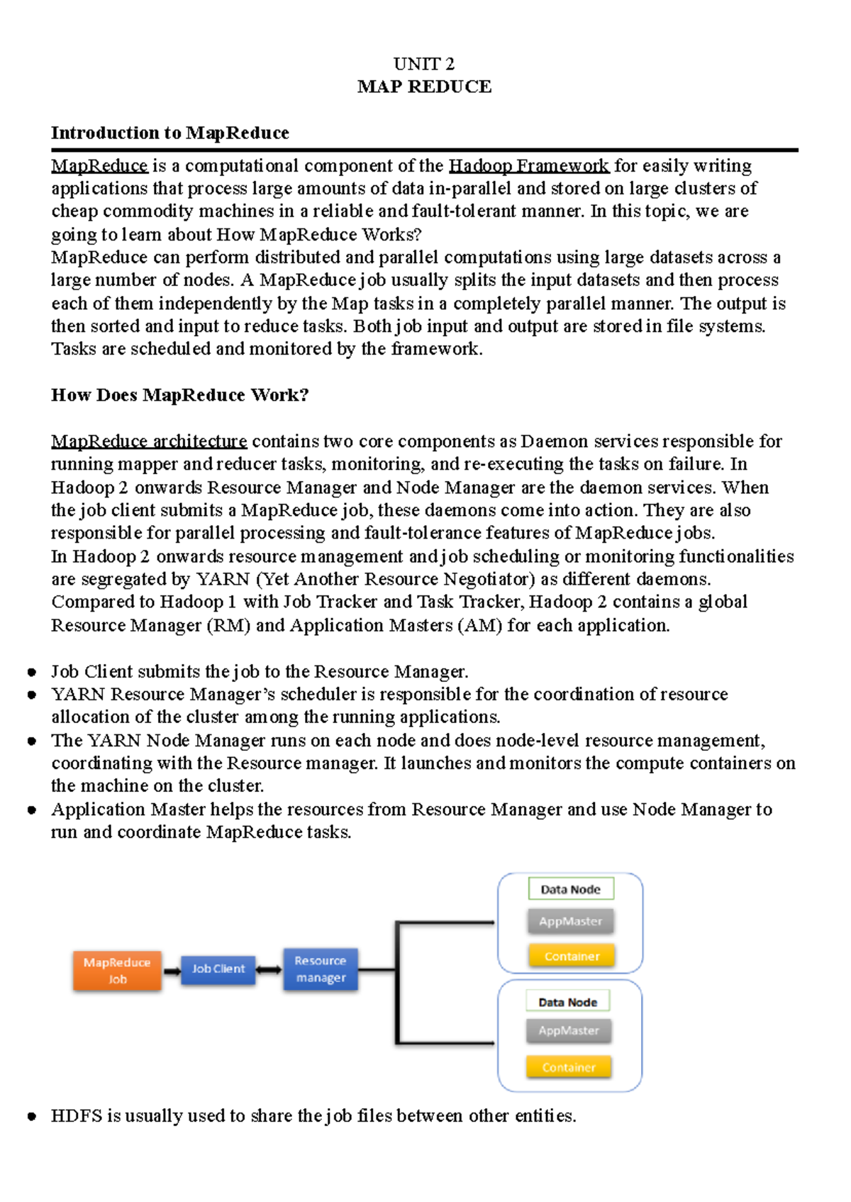 UNIT 2 Final Exam on MapReduce Concepts and Implementation - Studocu