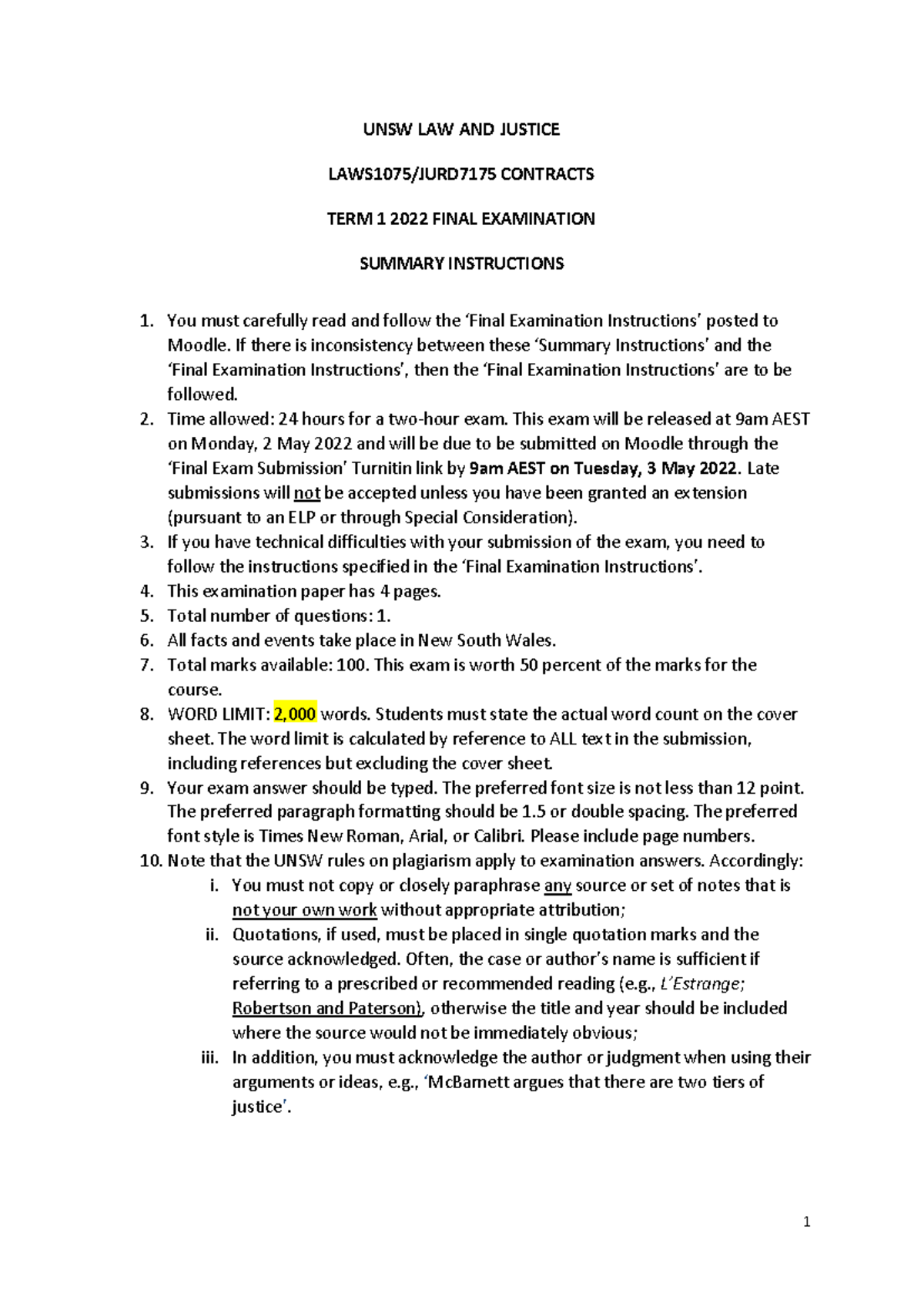 Contracts 22T1 期末考试概要与法律责任分析 - Studocu