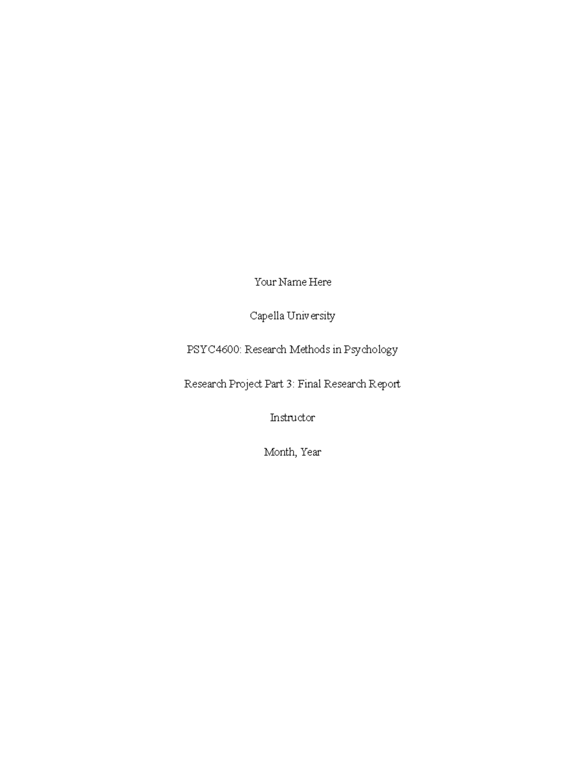 PSYC4600: Final Research Report Template for Research Methods - Studocu