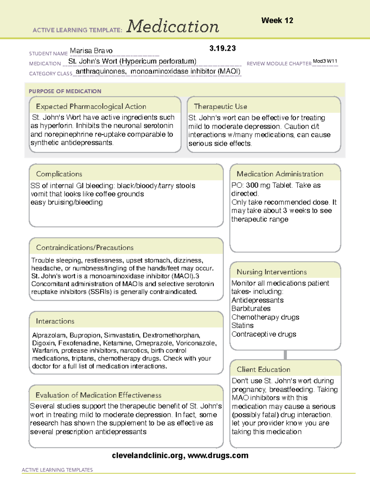 Medication Review St John S Wort Mod3 W Active Learning Template