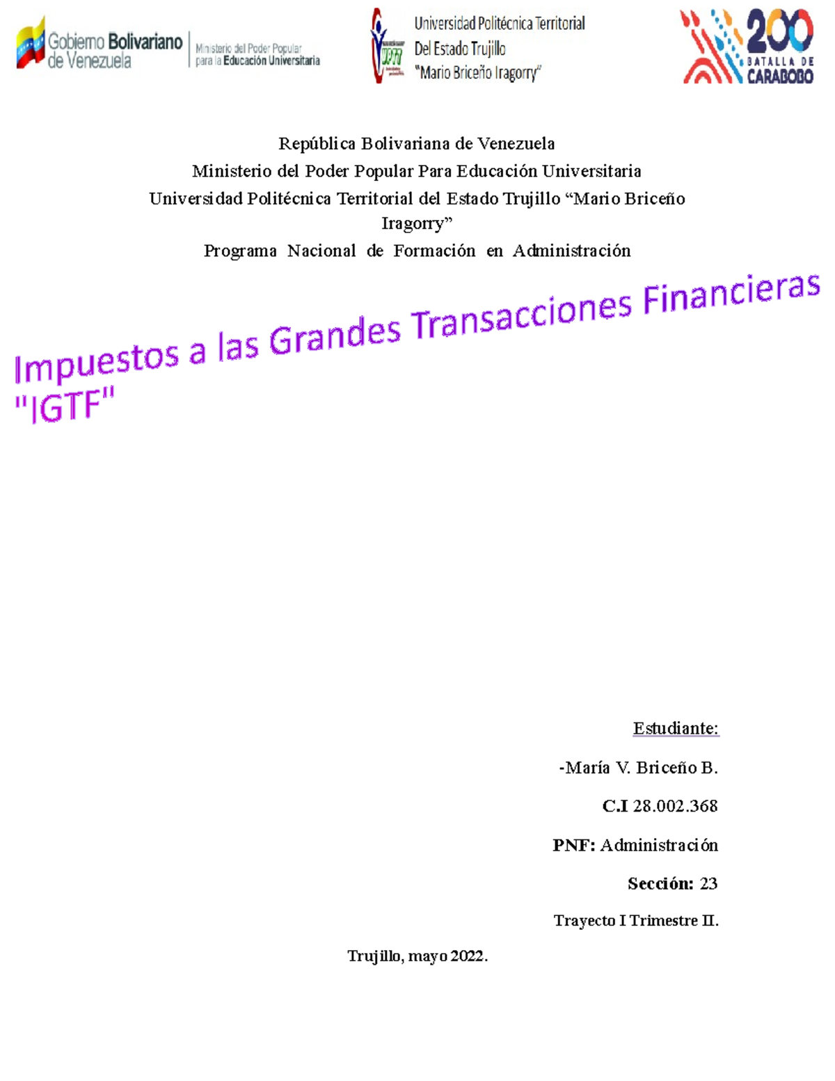 Reforma del Impuesto a las Grandes Transacciones Financieras (IGTF ...