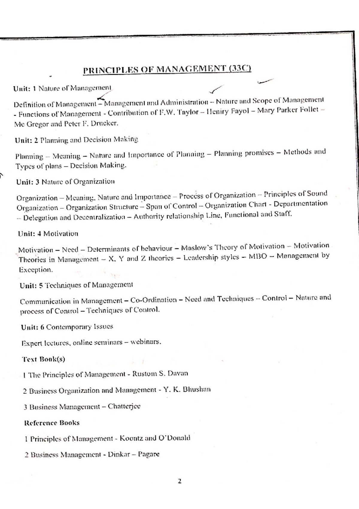 PRINCIPLES OF MANAGEMENT (33C) Unit 1-6 Overview and Key Concepts - Studocu
