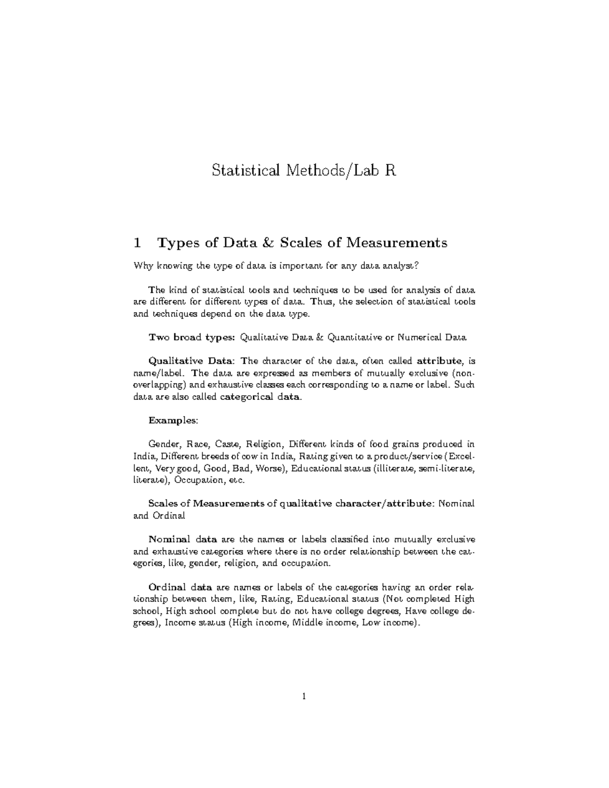 DS 2023 - Lecture Notes on Statistical Methods and Data Types - Studocu