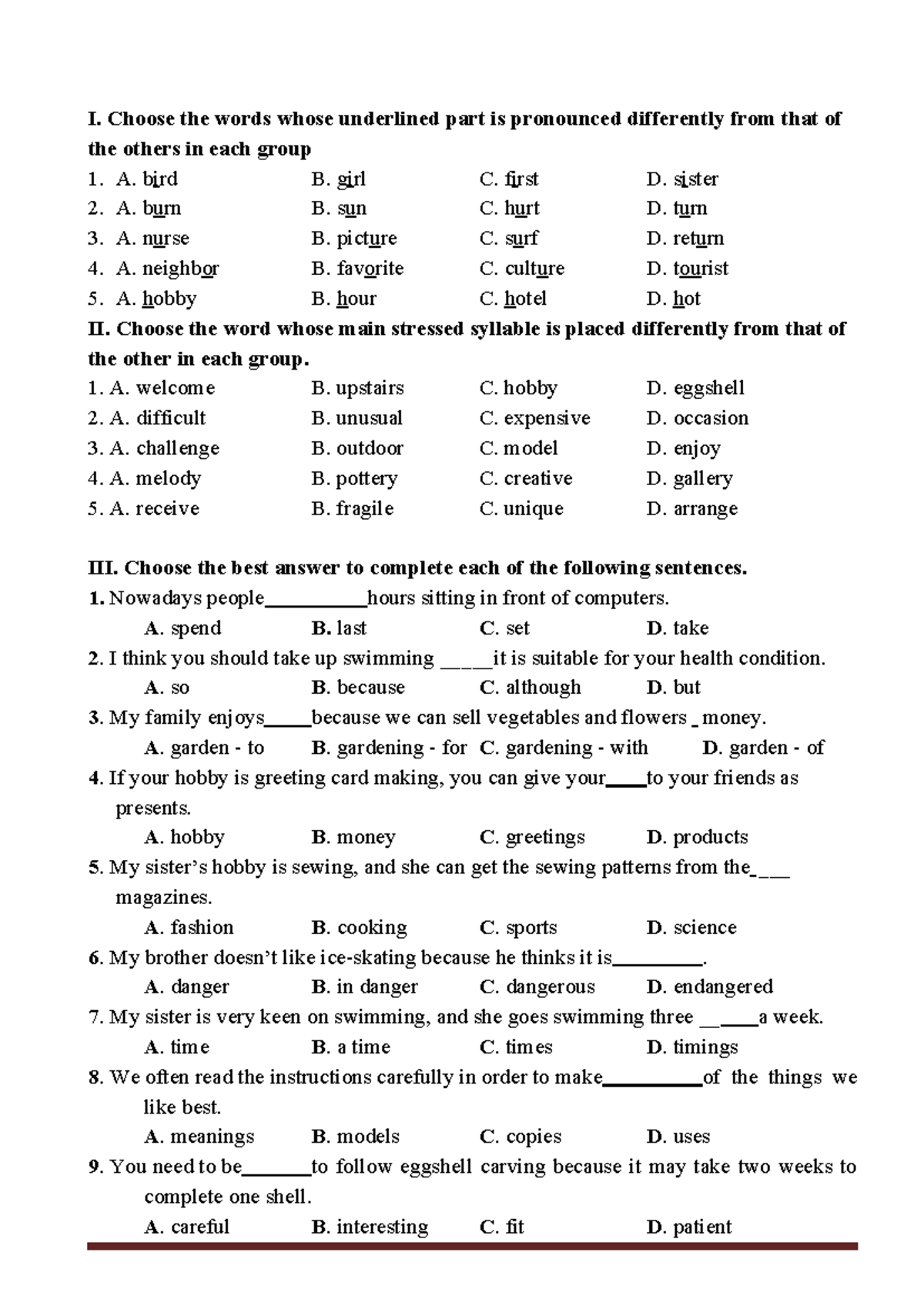 Pronunciation and Stress Patterns: Exercises and Answers for English ...