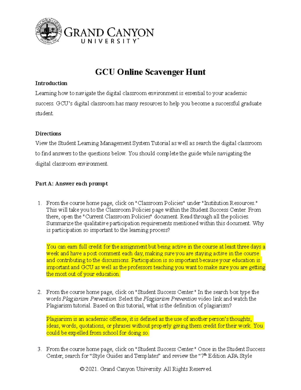 UNV 504 GCU Online Scavenger Hunt: Essential Digital Classroom Guide ...