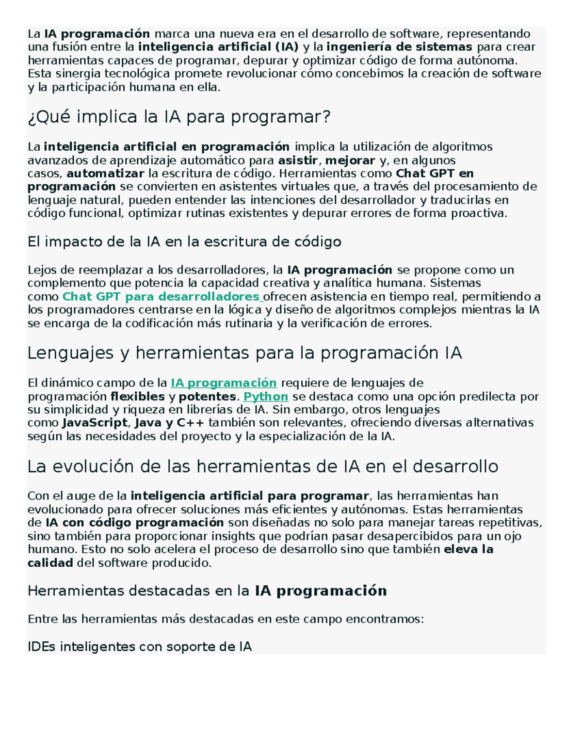 IA y Programación: Revolución en el Desarrollo de Software - Studocu