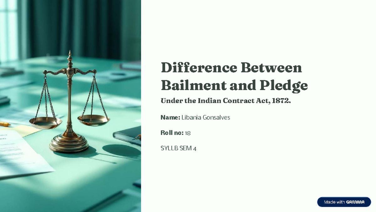 Difference Between Bailment and Pledge Under Indian Contract Act, 1872 ...